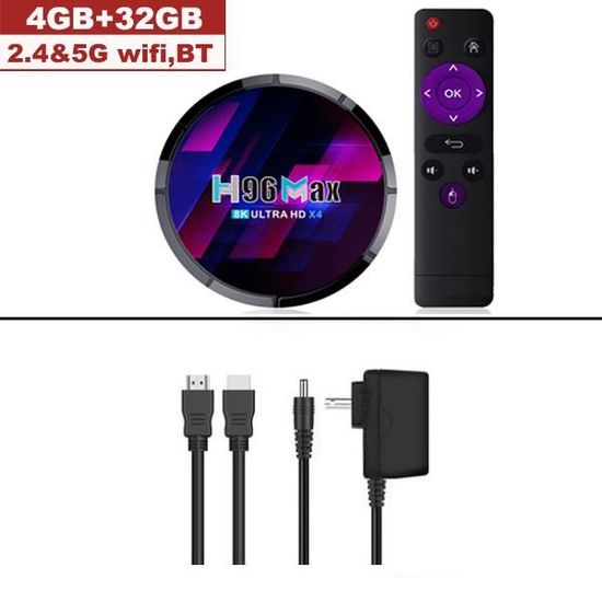 Ue Plug - 4 Go 32 Go - Boîtier TV H96 Max X4 Amlogic S905X4, Android 11 ...