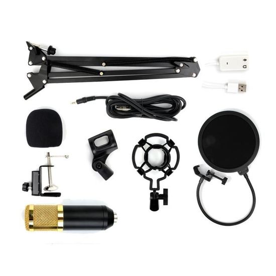 T4W BM-800 Microphone à Condensateur Kit Micro Studio Streaming Professionnel avec Suspension ...
