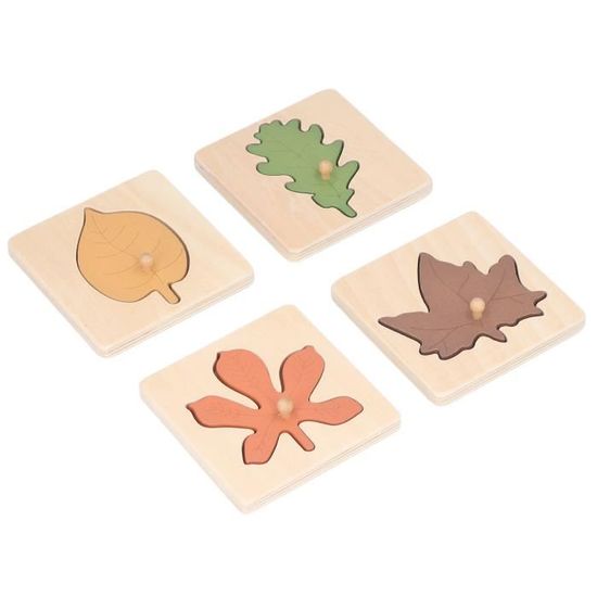 Qqmora Feuilles de puzzle en bois Puzzle de feuilles en bois, 4 pièces ...