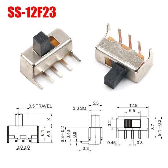 SS-12F23 -Micro interrupteur à bascule horizontal simple et double rangée, 10 pièces, petit ...