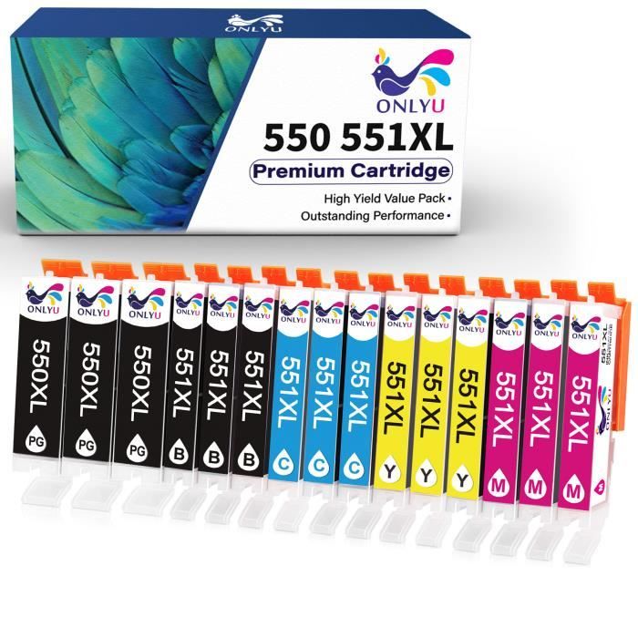 ONLYU 15 Cartouche d'encre Compatible avec Canon PG-550 551 XL pour ...
