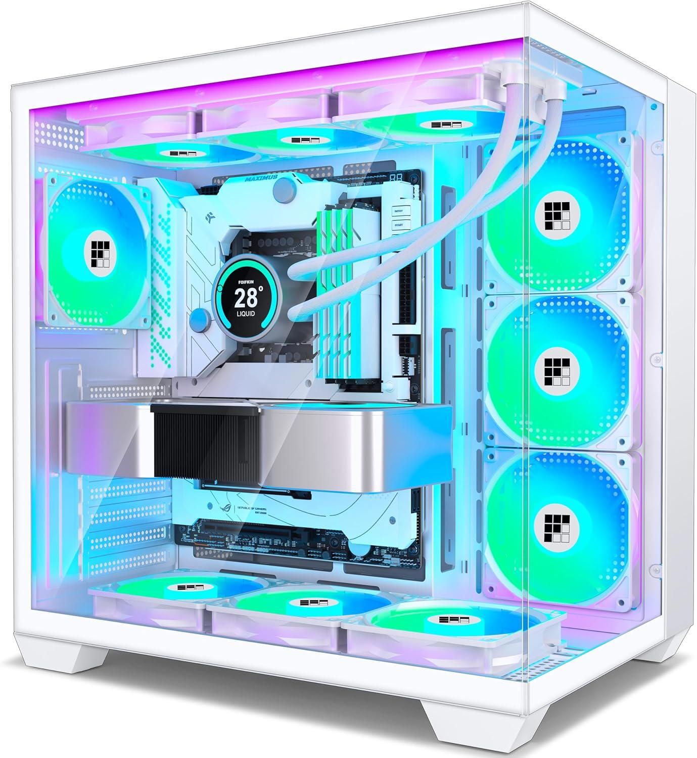 Boitier Pc-7 Ventilateurs Argb Pwm Préinstallés,Boitier Pc De Jeu Atx ...