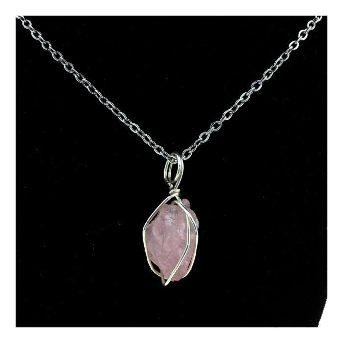 Pierres et Minéraux. Collier Morganite brut. Argent 925. - Achat ...