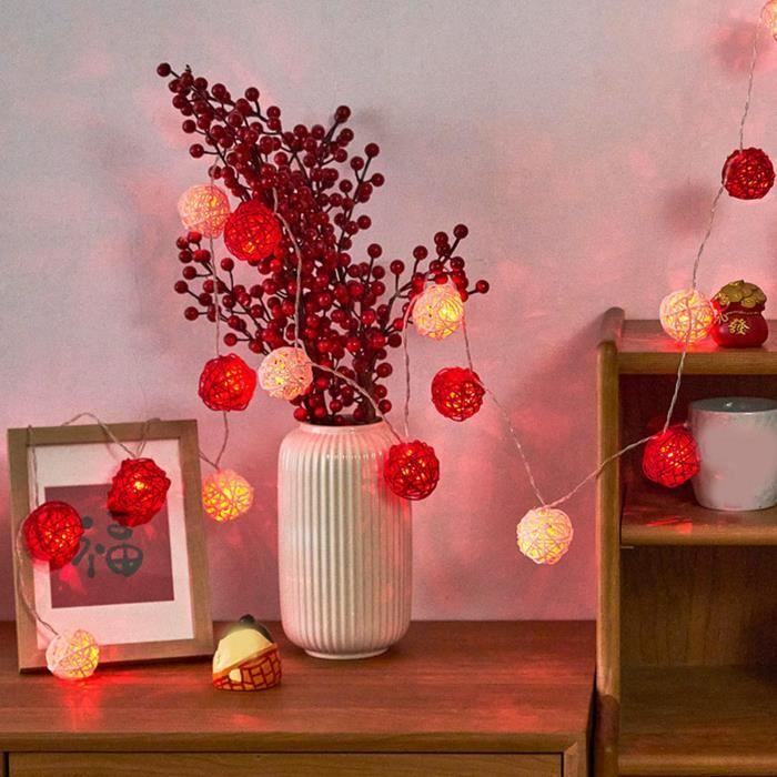 Akozon Guirlande Lumineuse Boules de Rotin 10 Boules de Rotin Déco Noël ...