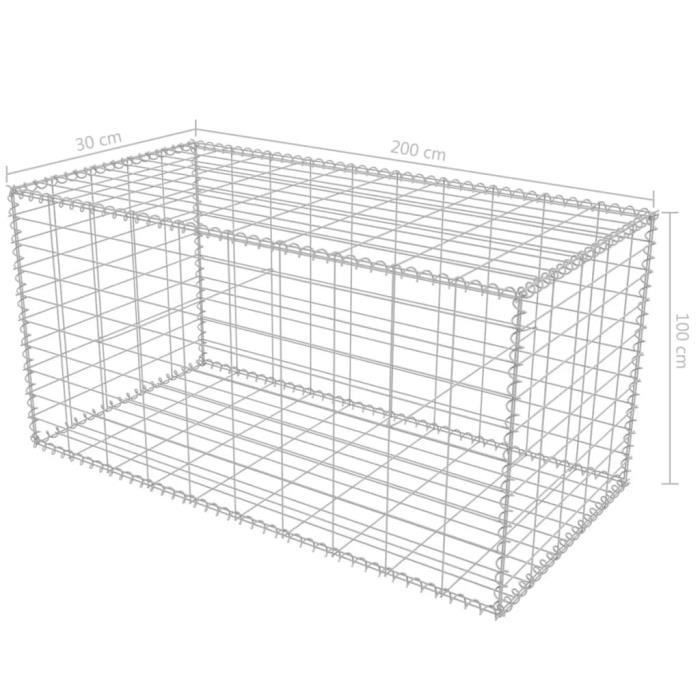 Panier de gabion Acier 200 x 30 x 100 cm argenté -TAM - Cdiscount Jardin