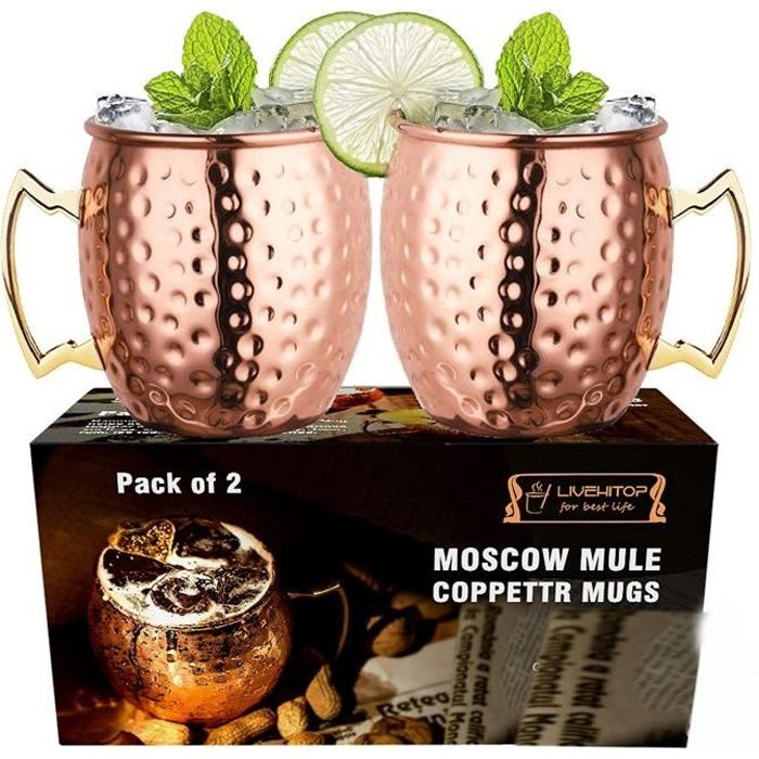 Moscow Mule Mug Cuivre 500ml Martelé, Moscow Mule Tasse Verres pour ...