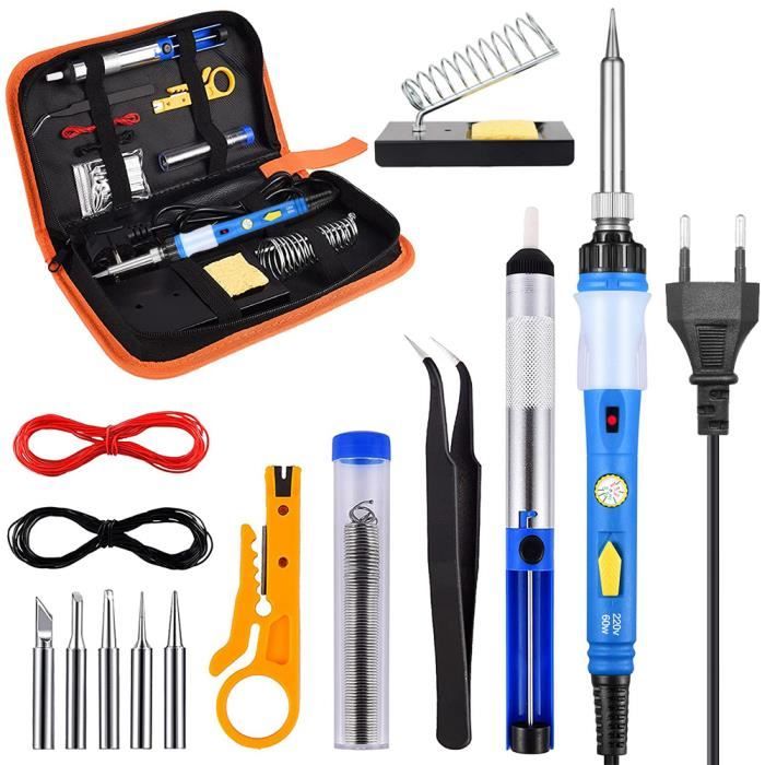 Fer à Souder Kit 60W Soudure Electrique Temperature Réglable Pompe à Dessouder - Cdiscount Bricolage