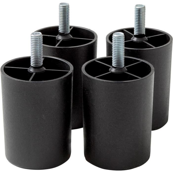 Lot de 4 Pieds en Plastique pour Canapé et Meuble - Hauteur 80 mm Lot de 4 Pieds avec vis pour ...