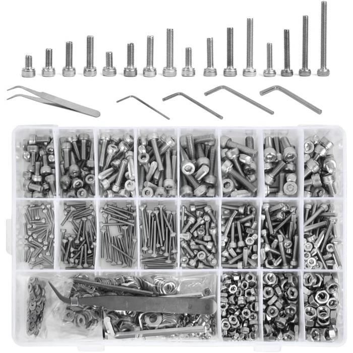 1225pcs Ensemble de Vis et écrous,écrous et Boulons en Acier Inoxydable ... 1225pcs Ensemble de Vis et écrous,écrous et Boulons en Acier Inoxydable ...