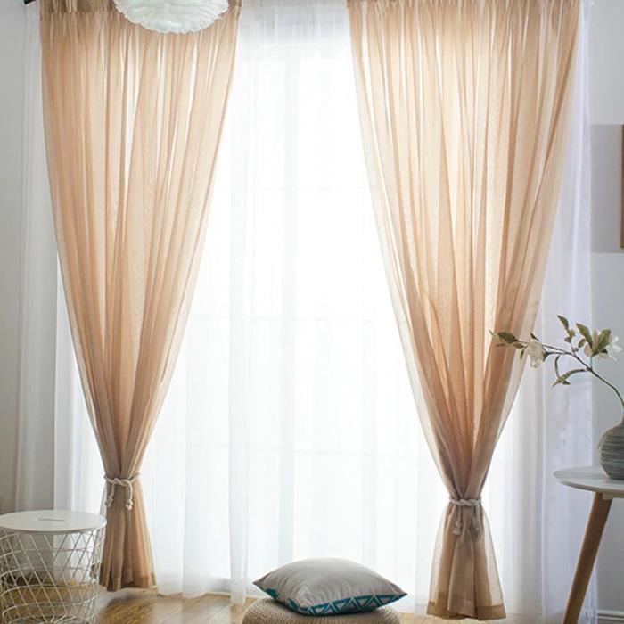 Rideaux Voilages Marron Clair Avec OeilletsRideau Couleur Unie, 2 ...