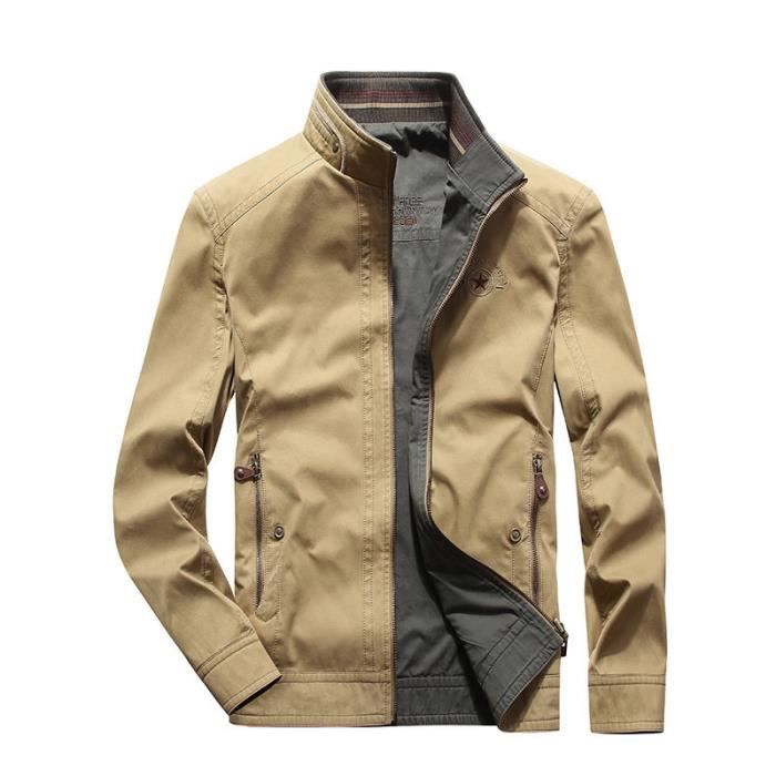 Veste Réversible Homme en Coton Printemps et Automne Veste Zippee Col ...