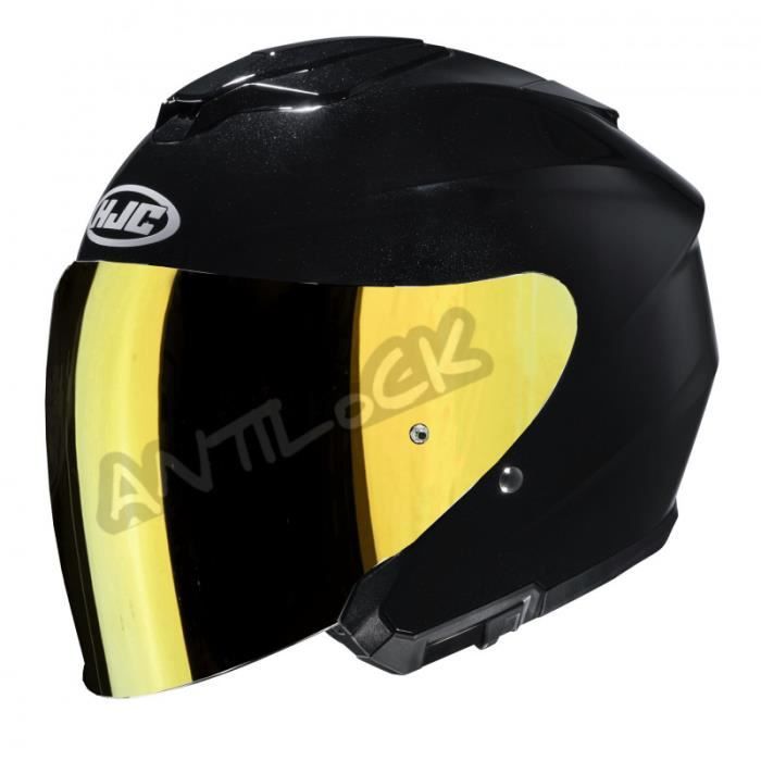 HJC JET i30 NOIR AVEC VISIÈRE MIROIR OR - Cdiscount Auto