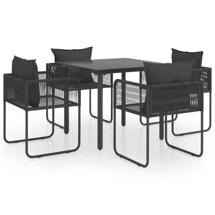 Salon de jardin 5 pcs PVC Résine tressée Noir HAJ7551572819208 ...