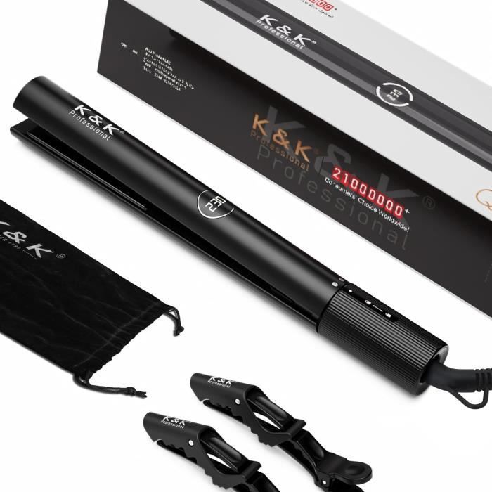 Lisseur Cheveux Professionnel 2 En 1 Et Fer À Lisser Boucleur 100% De Titane Pur Avec Plaque En ...