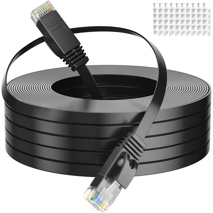 Cable Ethernet 50m, Cable Rj45 Cat 6 Cable Réseau Plat Haut Débit Fibre ...