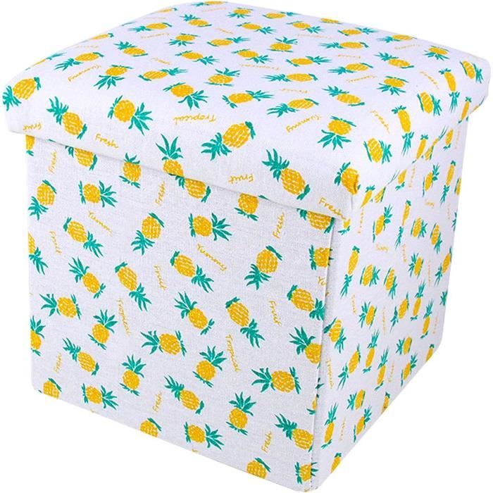 Linen Folding Storage Ottoman Cube,Square Footrest Seat Foot Rest Stool ...