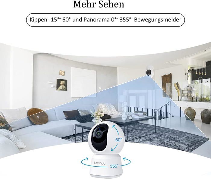 360 ° Coverage Pan Tilt Home Security Camera, 1080p Full HD Smart Baby ...