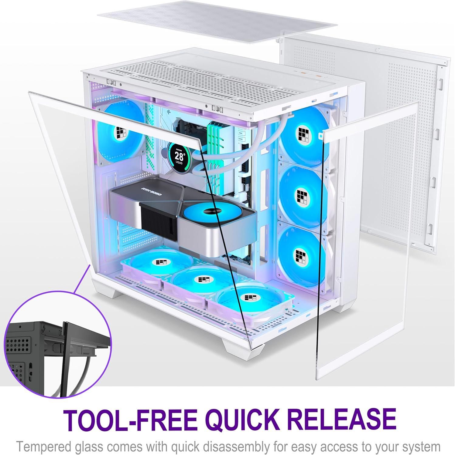 Boitier Pc-7 Ventilateurs Argb Pwm Préinstallés,Boitier Pc De Jeu Atx ...