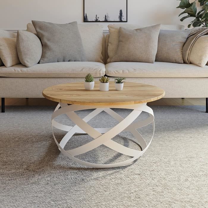 Firenze, Table Basse de Salon Faite à la Main en Bois Massif de Chêne ...