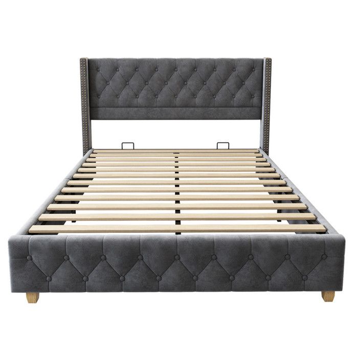 Lit Double 160x200 cm avec TêTe de Lit en Velours, Lit 2 Personnes avec ...