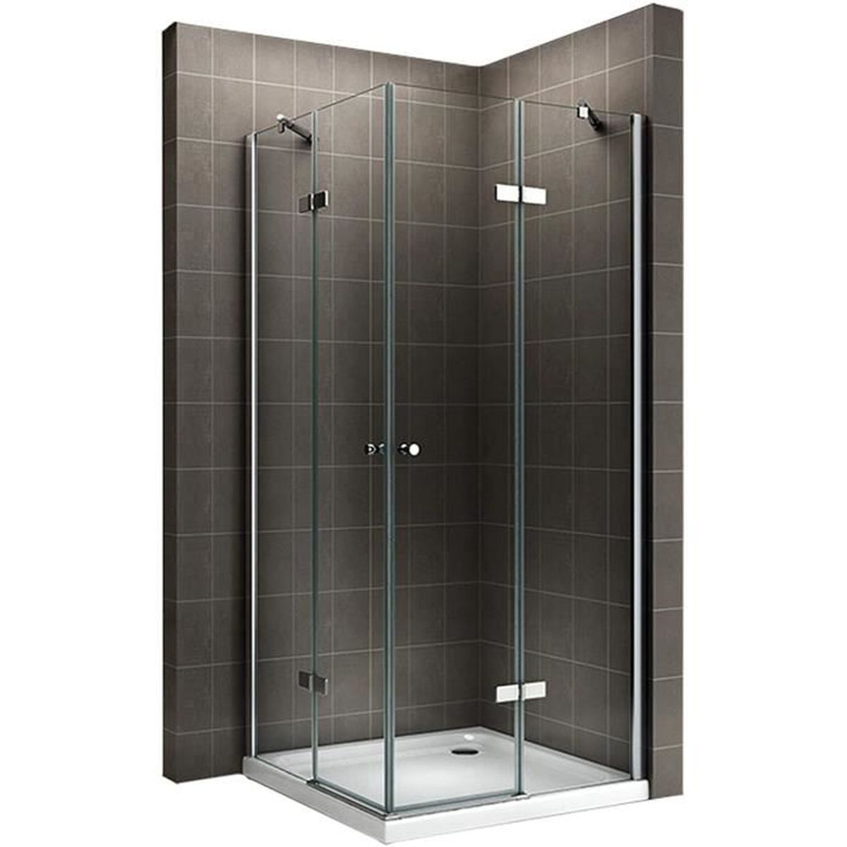 Cabine de douche d'angle 80x80 cm - Hauteur 190 cm verre transparent ...