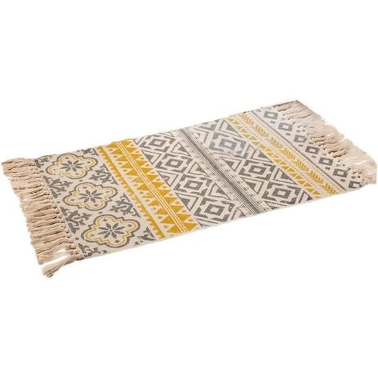 Tapis Salon Ethnique Chic Style D'Impression Géométrique Tapis Jaune À ...