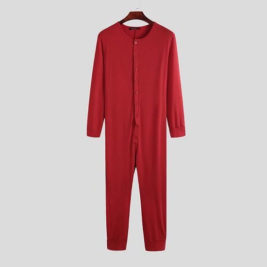 Pyjama homme en coton long,Combinaison pyjama pour hommes, vêtements de ...