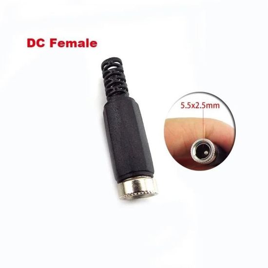 Fiches Jack 5.5x2.1mm,5.5x2.5mm,adaptateur DC femelle mâle,connecteurs d'alimentation électrique ...