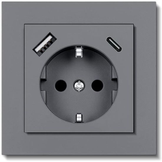 Prise USB avec port chargeur USB et 1 port Type-C, max. 3,4 A, Schuko ...