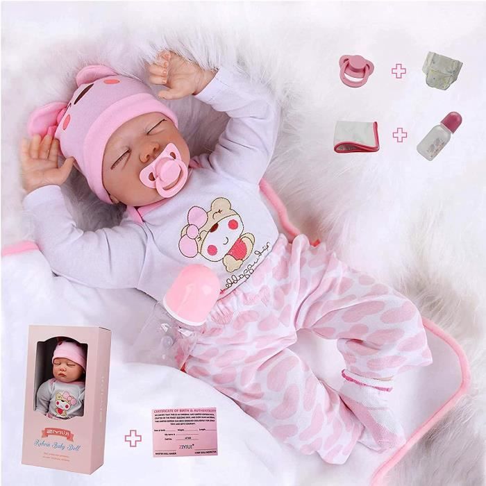 ZIYIUI Poupe Reborn 2255 cm Bebe Reborn Fille Silicone Souple Vinyle ...