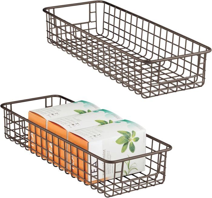 Panier de rangement universel (lot de 2) - box métallique avec poignées ...