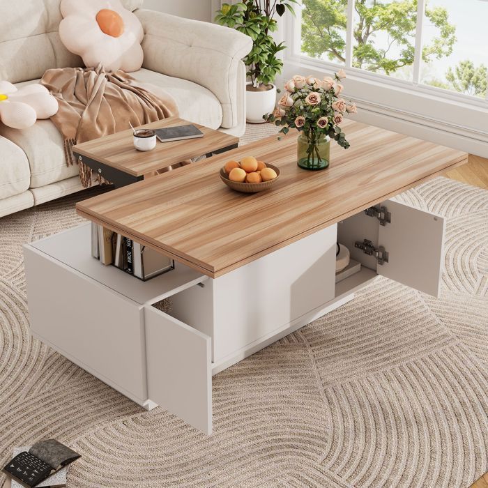 O.Ye Table basse relevable 100x50-100x43cm Table basse extensible ...