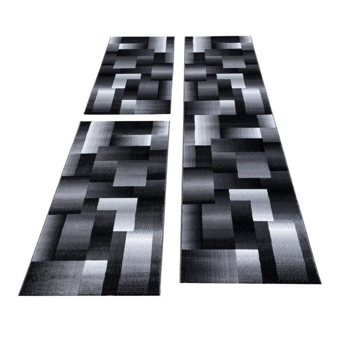 AlloTapis - Tapis géométrique noir design Weso - 80x150cm - Noir ...