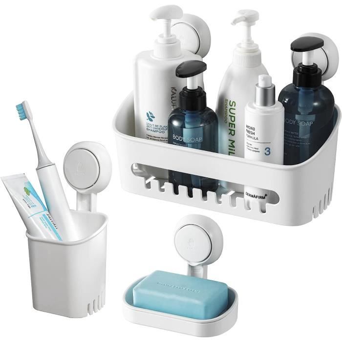 Support de Douche Ventouse et porte-savon et porte-sse à dents Lot Pas ...