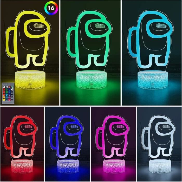 Among Us Lampe de table 3D avec 16 couleurs changeantes,alimentation ...