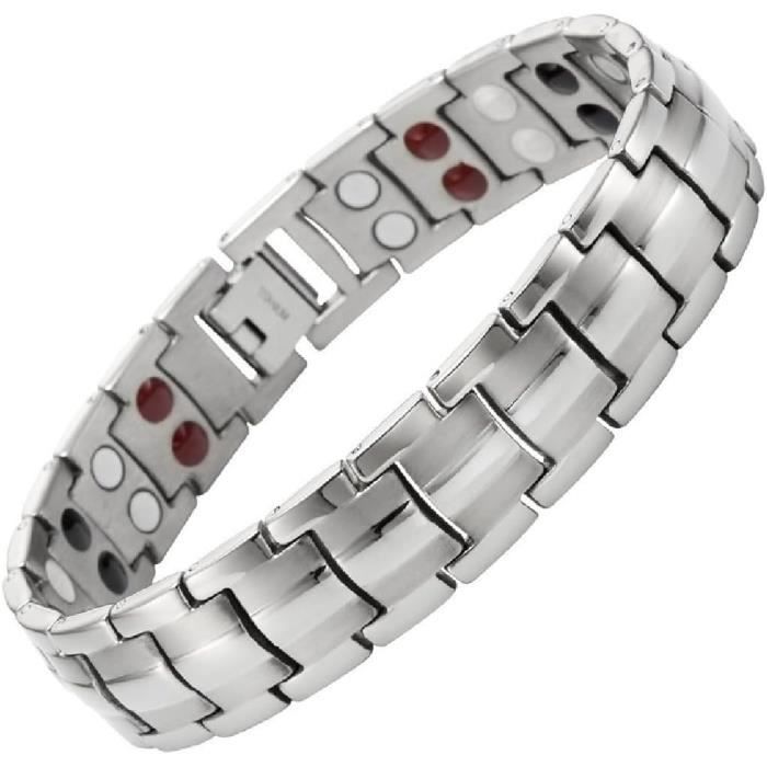 Bracelet en Acier au Titane - Bracelet Magnétique pour Homme - Double ...