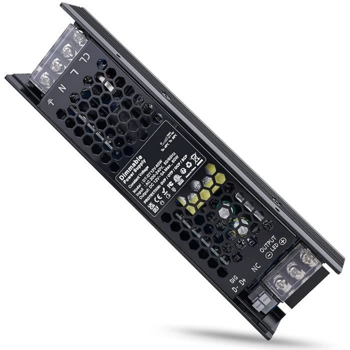 Transformateur Led 12V 60W Dimmable, 0-1-10V & Triac Gradable Transfo Led 5A, Bloc Alimentation ...