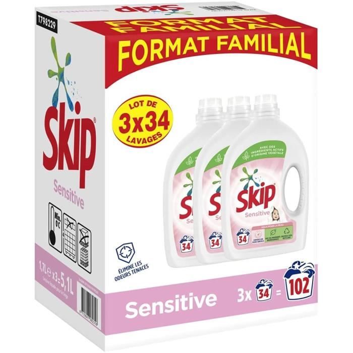 Lessive liquide sensitive x 102, spécial bébés et peaux sensibles ...