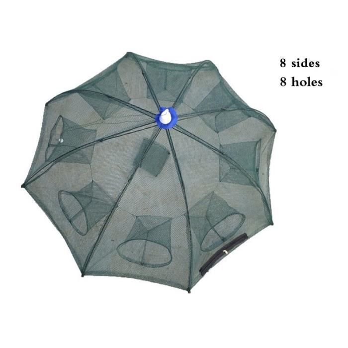 8 côtés 8 trous - Filet de pêche pliable en Nylon,, matériel de pêche ...