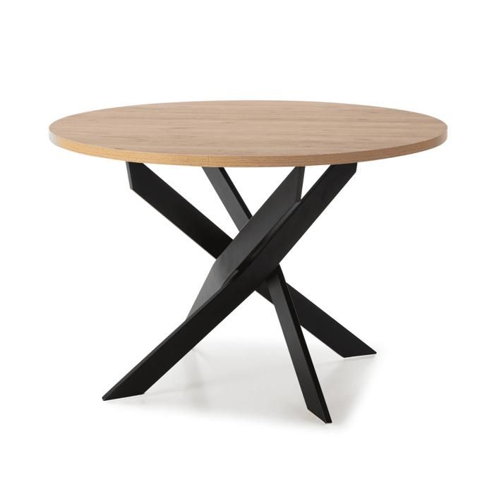 CALICOSY - Table ronde avec pieds en métal L120 cm - THER - Bois clair ...