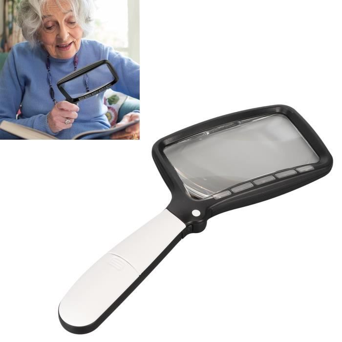 TAM Loupe à main pliante avec LED et grossissement 3X pour lecture et inspection TA188 ...