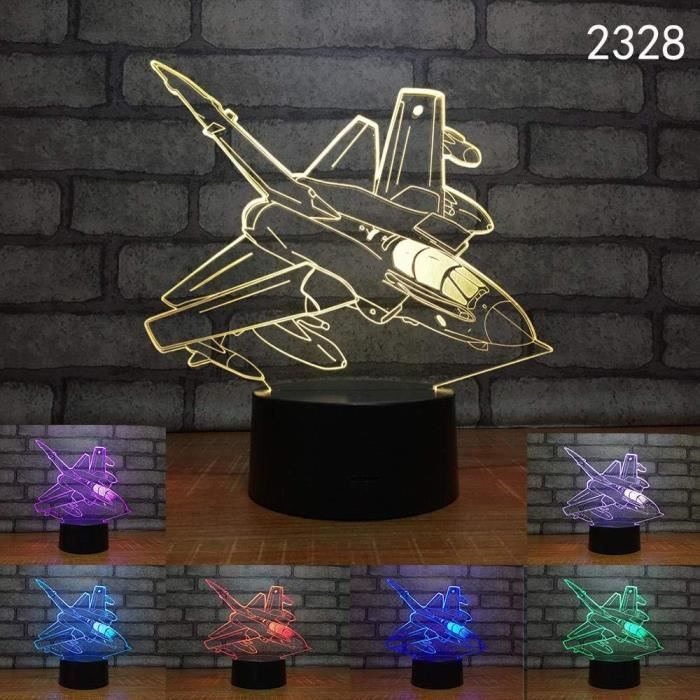 Lampe Illusion 3D Veilleuse Led Avion Avion Espace Voiture Bateau ...