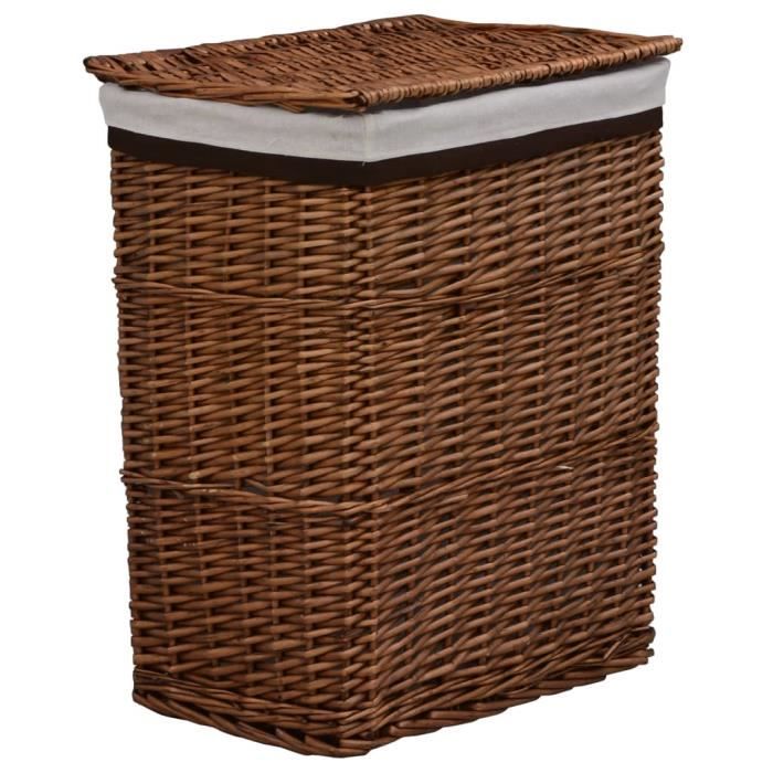 Fydun Panier à linge empilable Marron Saule112255 112255 - Cdiscount Maison