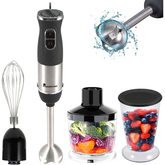 MasterPro Foodies | Mixeur a main 400 watts | Lames en acier inoxydable ...