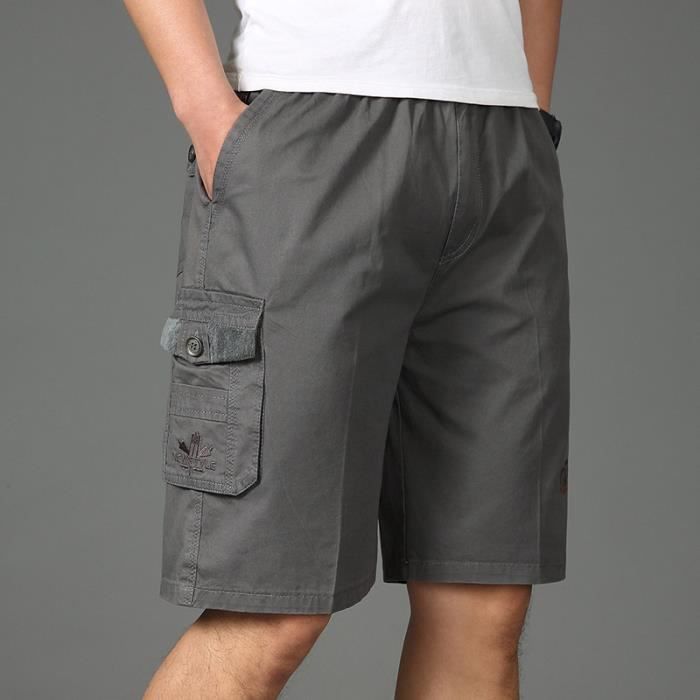 Short,Short d'été en coton pour hommes, taille élastique, Bermuda de ...