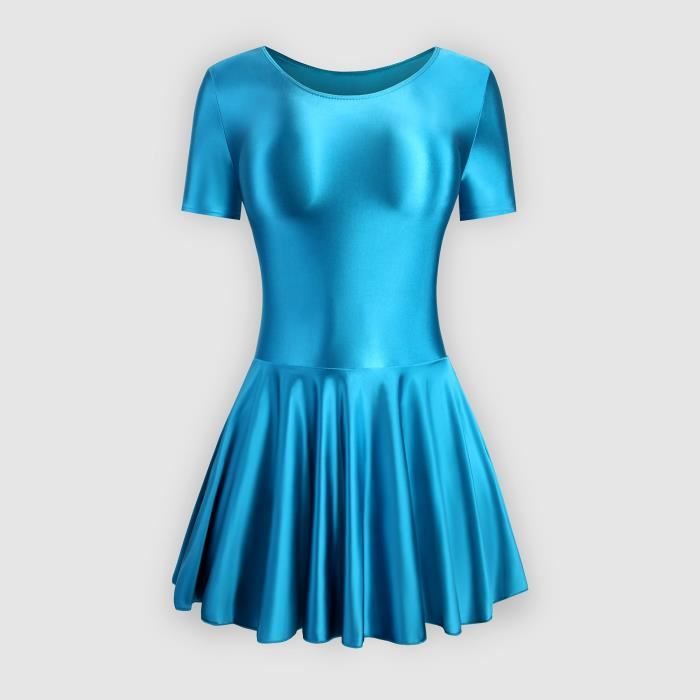 Maillot de bain,robe en satin lisse et brillante, à manches courtes, à ...
