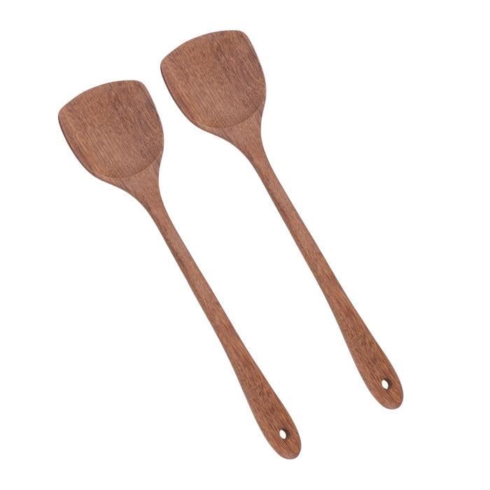 Mxzzand spatule en bois à long manche Spatule en bois 2 pièces ménage ...