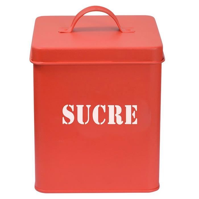 Boîte à sucre carrée en métal coloris rouge mat - Dim : L12 x P12 x H16 ...