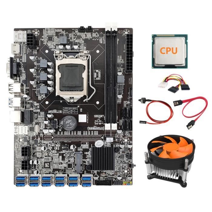 Motherboard 12 PCIE to USB Adapter CPU+4PIN to SATA Cable+Cooling Fan ...