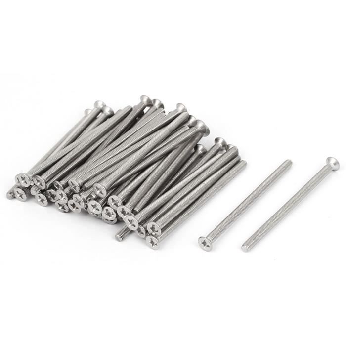 SOURCING MAP 50Pcs Vis Tête Fraisée Cruciforme Tête Plate Boulon M3 x ...